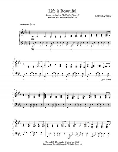 Life is Beautiful - Sheet Music